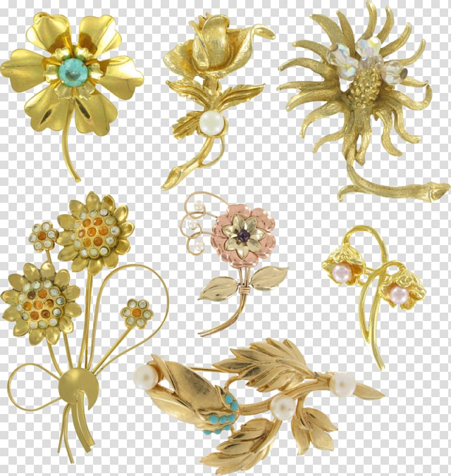 Free: Floral design Earring Brooch Flower, Flower brooch transparent ...
