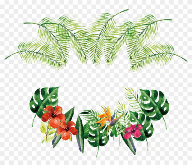 Free: Flower Euclidean Vector Rose Icon - Tropical Leaves Watercolor ...