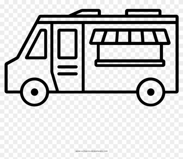 Free: Food Truck Coloring Page - Food Truck Drawing Simple - nohat.cc