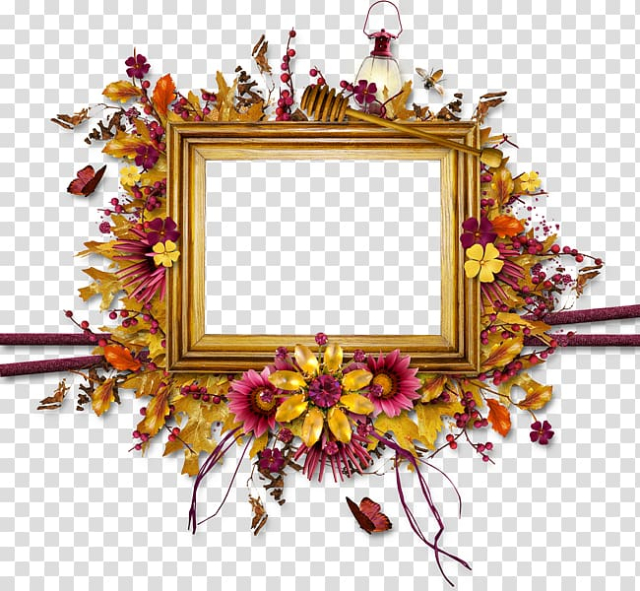 Free: Frames Floral design Leaf, golden text box transparent background ...