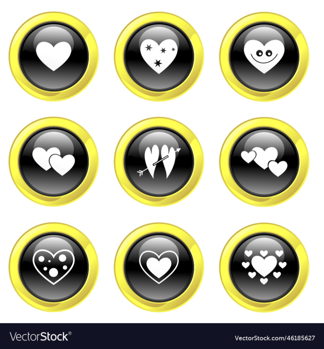 Free: free glassy black and gold heart buttons - nohat.cc