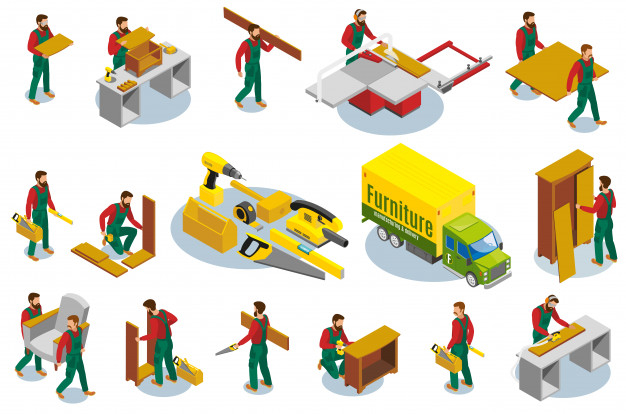 Free: Furniture makers isometric elements Free Vector - nohat.cc