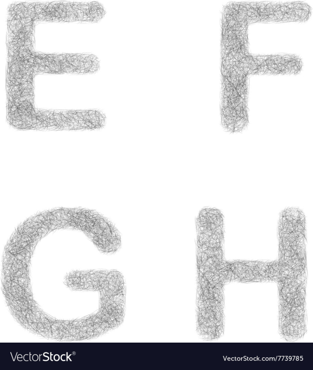 Free: Furry sketch font set - letters E F G H vector image - nohat.cc