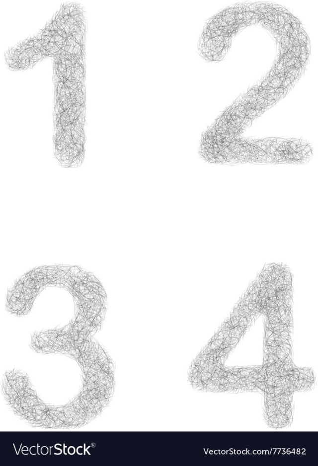 Free: Furry sketch font set - numbers 1 2 3 4 vector image - nohat.cc