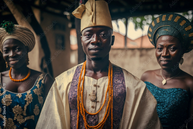 Free: Generative AI. Edo man and two ladies - nohat.cc