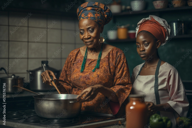 Free: Generative AI. Igbo woman and daughter cooking - nohat.cc