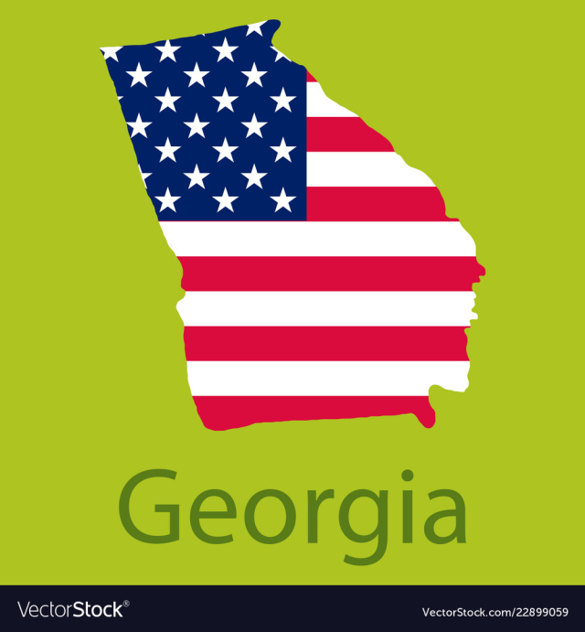 Free: Georgia state of america with map flag print on vector image ...