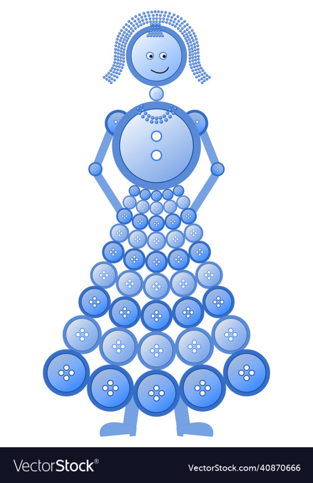 Free: girl figurine made of blue buttons - nohat.cc
