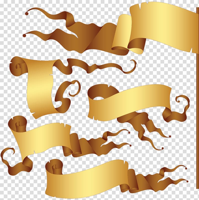 Free: Gold flags , Paper Ribbon Banner, ribbon banner transparent ...