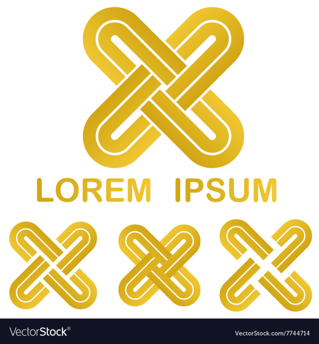 Free: Golden curved stripes link logo set vector image - nohat.cc