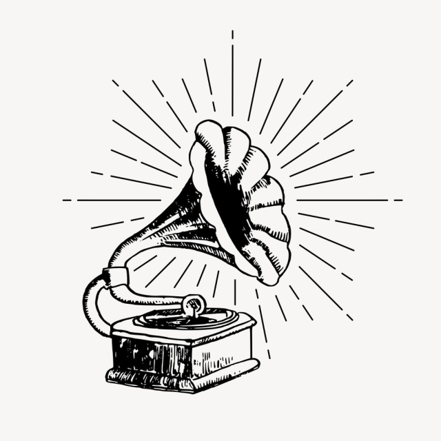 Free: Gramophone drawing, vintage record player | Free PSD Illustration ...