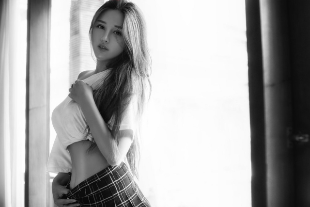 Free: Gray scale photography of a woman wearing white crop top - nohat.cc