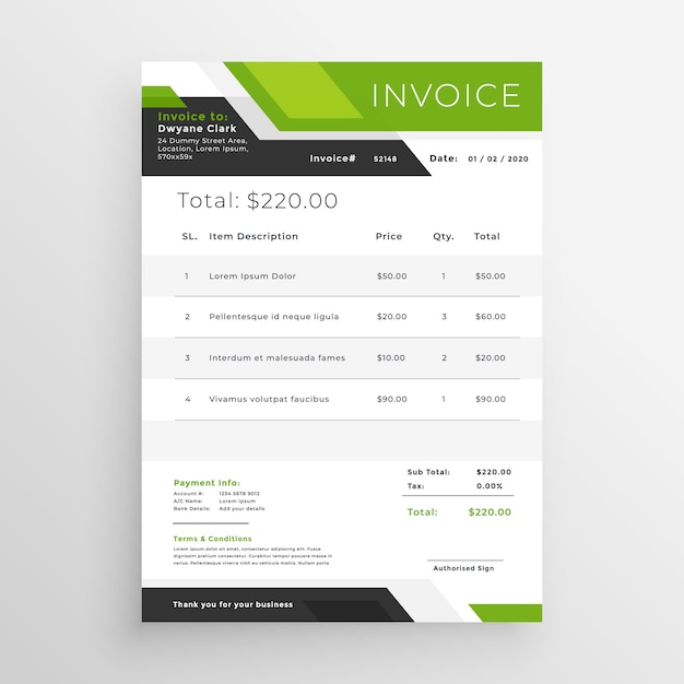 Free: green business invoice template design - nohat.cc