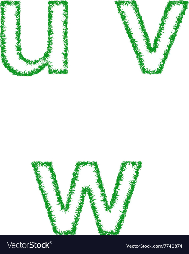 Free: Green grass font set - lowercase letters u v w vector image ...