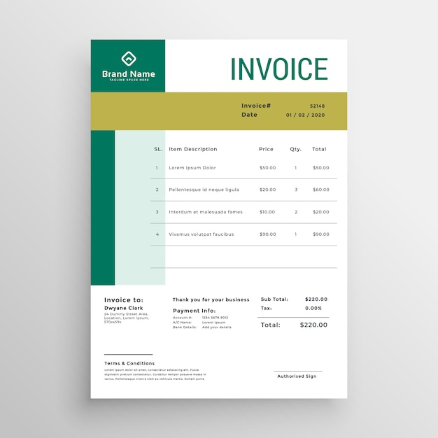 Free: green invoice template design vector - nohat.cc