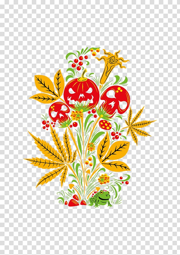 Free: Halloween Floral design Party Flower, Halloween elements ...