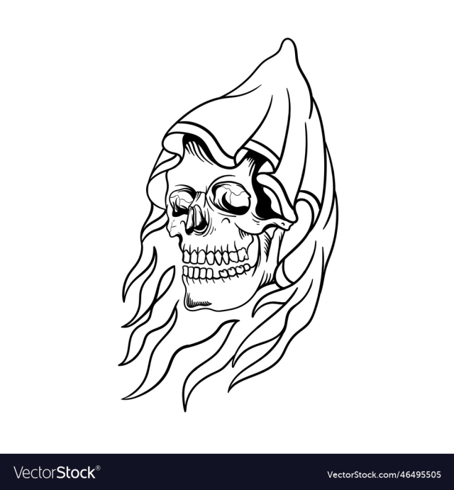 Free: hand drawn of grim reaper head outline - nohat.cc