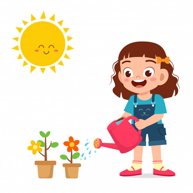 Kids Planting Flowers Clipart