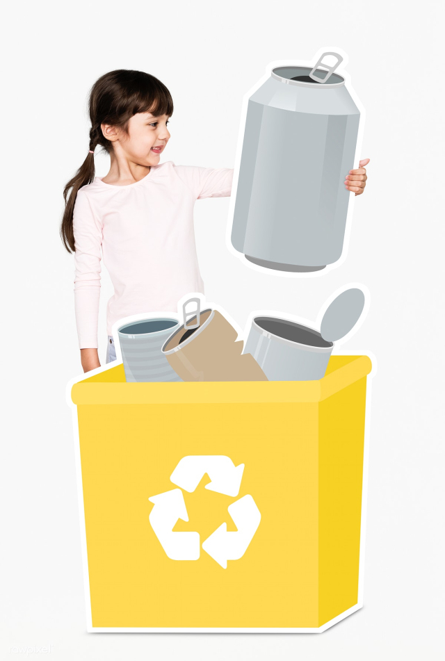Free: Happy girl collecting cans for recycling | Free stock psd mockup ...