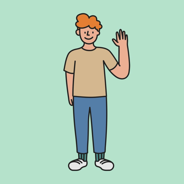 Free: Happy man waving sticker, person | Free PSD Illustration ...