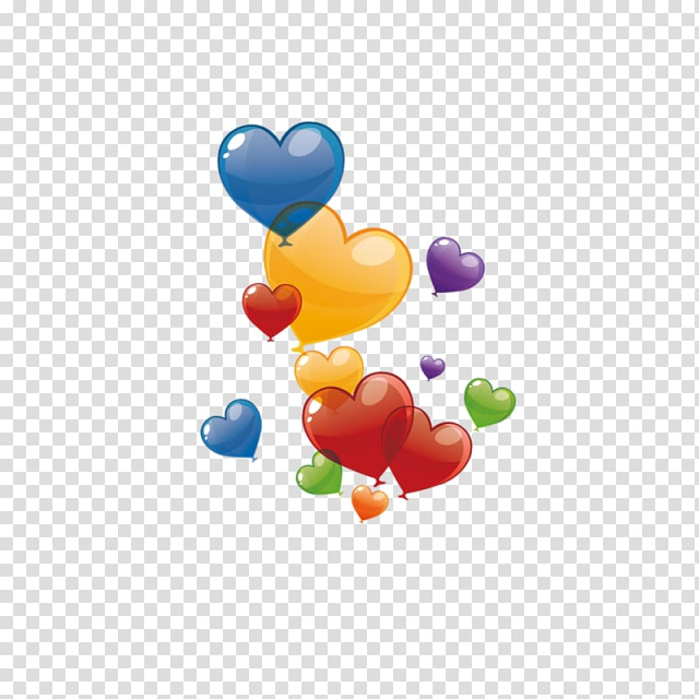 Free: Heart Balloon, Color heart-shaped balloon transparent background ...