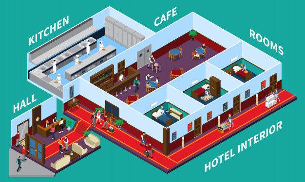 Free: Hotel interior isometric design Free Vector - nohat.cc