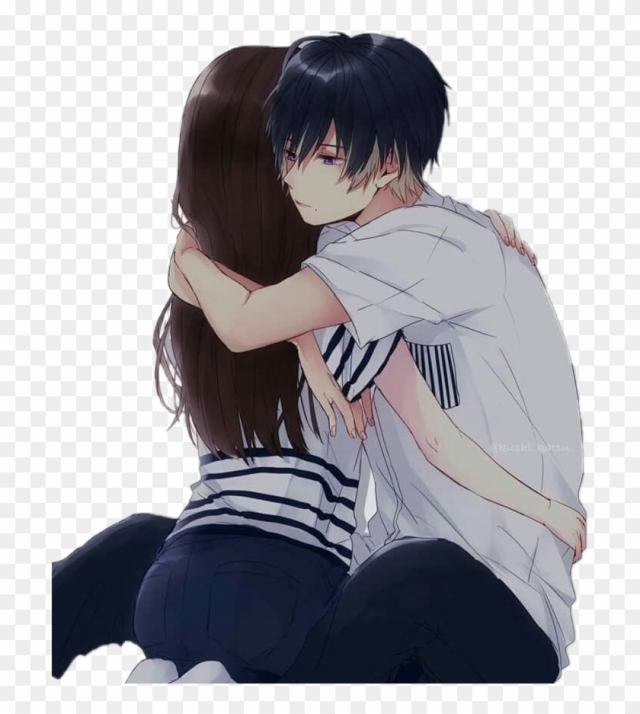 Anime Girl And Boy Hugging Drawing