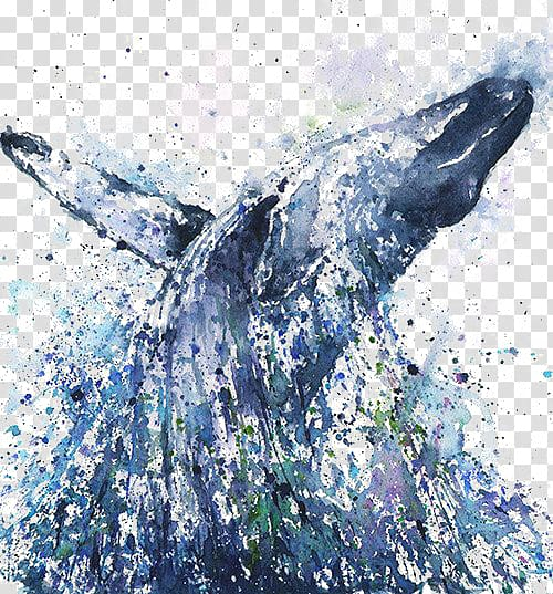 Free: Humpback whale abstract illustration, Watercolor painting ...