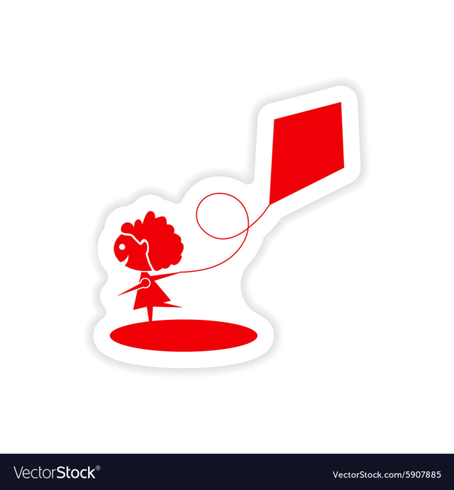 Free: Icon sticker realistic design on paper Girl kite vector image ...