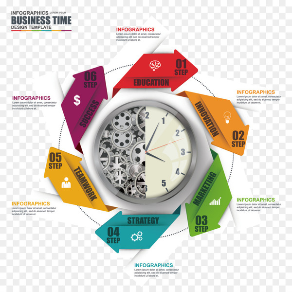 Free: Infographic Diagram Workflow Chart - Vector clock color label ...