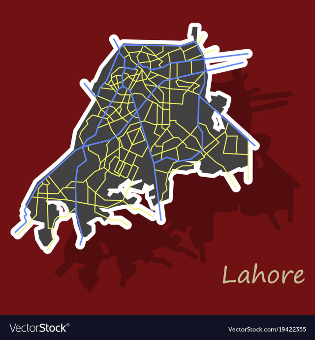 Free: Lahore city map color sticker panoramic vector image - nohat.cc
