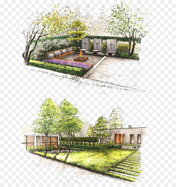 Free: Landscape design Landscaping Garden - Hand colored renderings ...