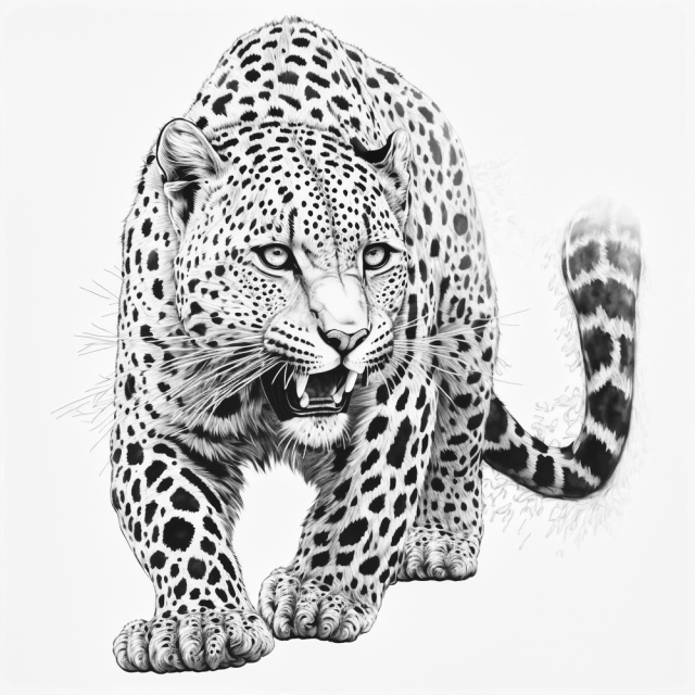 Free: Leopard portrait drawing, black and white generated by A.I - nohat.cc