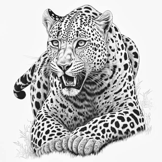 Free: Leopard portrait drawing, black and white generated by A.I - nohat.cc