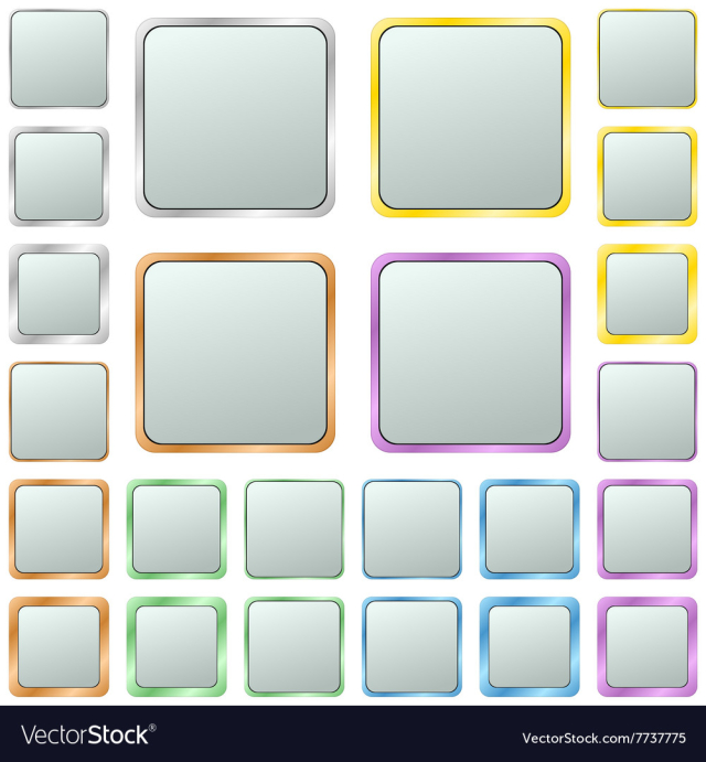 Free: Light silver blank square metal button set vector image - nohat.cc