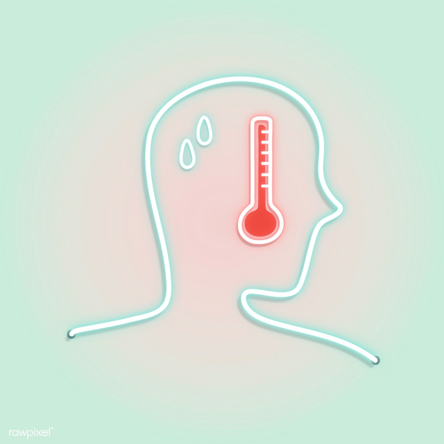 Free: Line drawing character with high fever from covid-19 symptoms ...