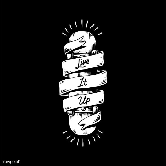 Free: Live it up banner wrapped around a skateboard | Free stock vector ...