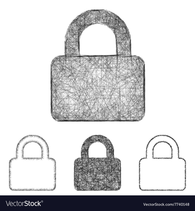Free: Lock icon set - sketch line art vector image - nohat.cc