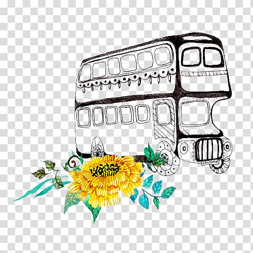 Free: London Bus Watercolor painting , Double-decker cars pattern ...