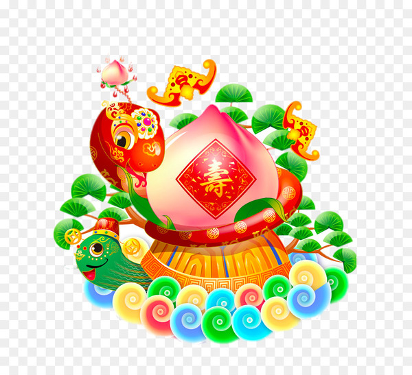 Free: Longevity peach Cartoon Photography - Cartoon Zodiac snake - nohat.cc
