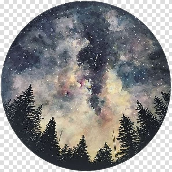 Free: Low angle of sky at night illustration, Art Watercolor painting ...