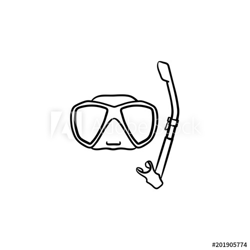 Free: Mask and snorkel for swim in pool hand drawn outline doodle icon ...