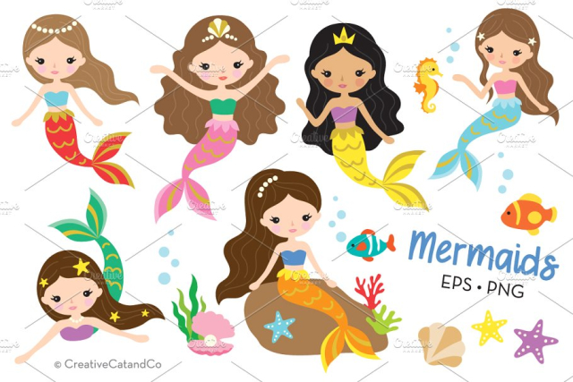 Free: Mermaid Princess Vector PNG Clipart ~ Illustrations ~ Creative ...