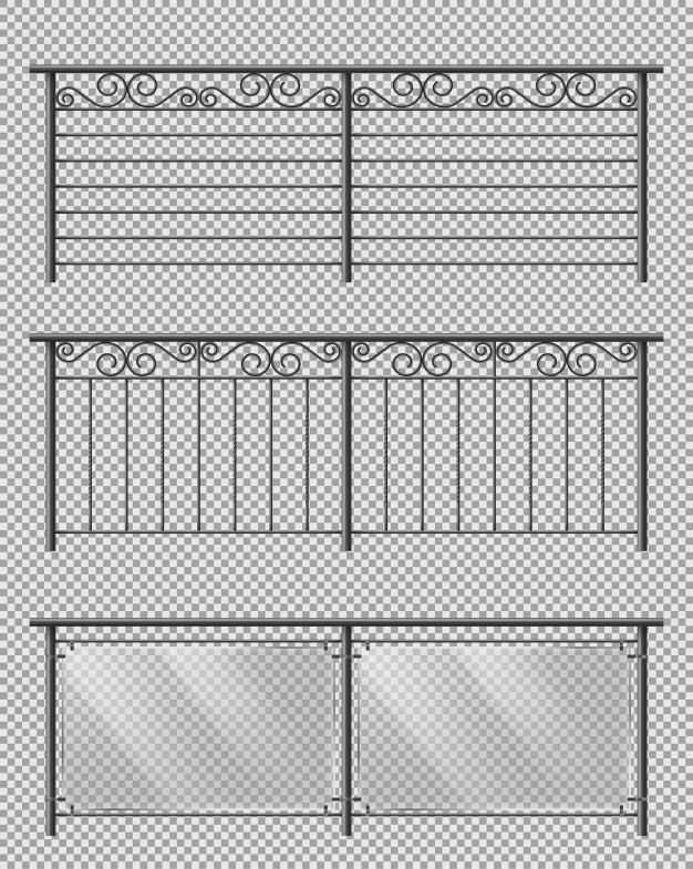 Free: Metal and glass handrails realistic vector set Free Vector - nohat.cc
