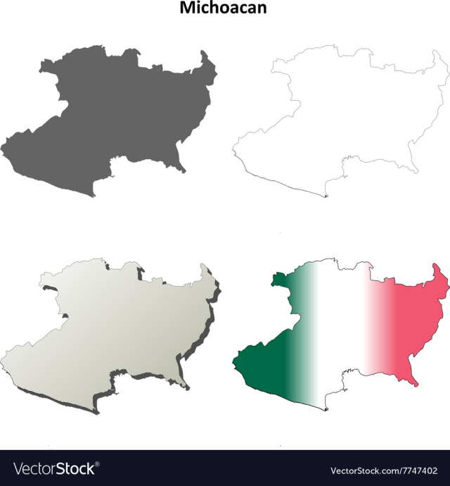 Free: Michoacan blank outline map set vector image - nohat.cc