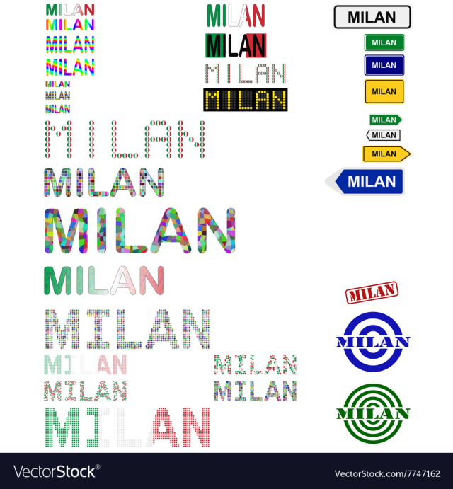 Free: Milan text design set vector image - nohat.cc
