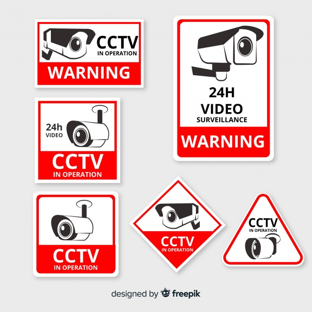 Free: Modern cctv sign collection with flat design - nohat.cc