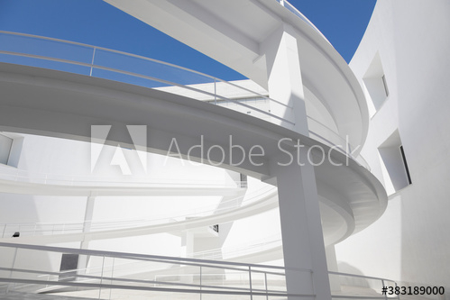 Free: Modern curving ramps in sunny building courtyard - nohat.cc