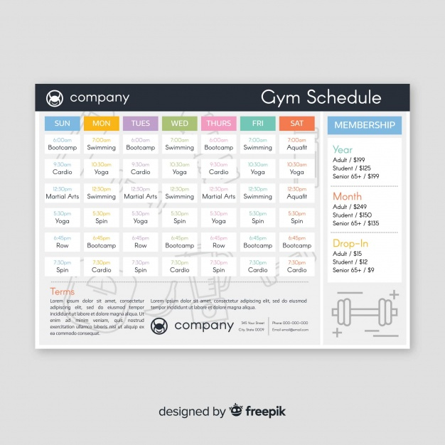 Free: Modern gym schedule template with flat design - nohat.cc