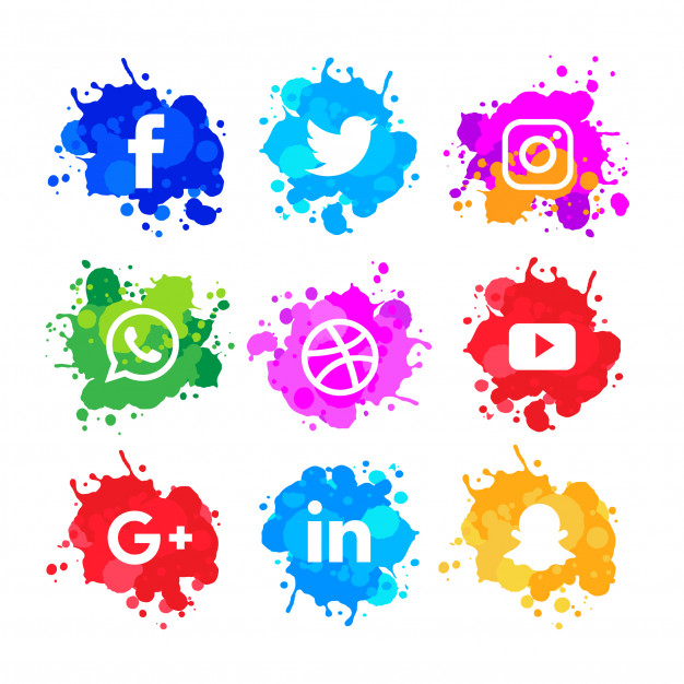 Watercolor Social Media Icons Facebook Icon Watercolor Stock